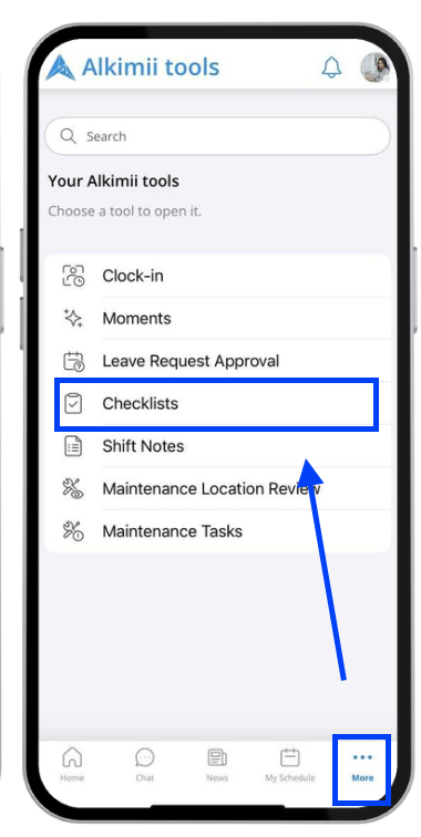 How to navigate Checklists on mobile?